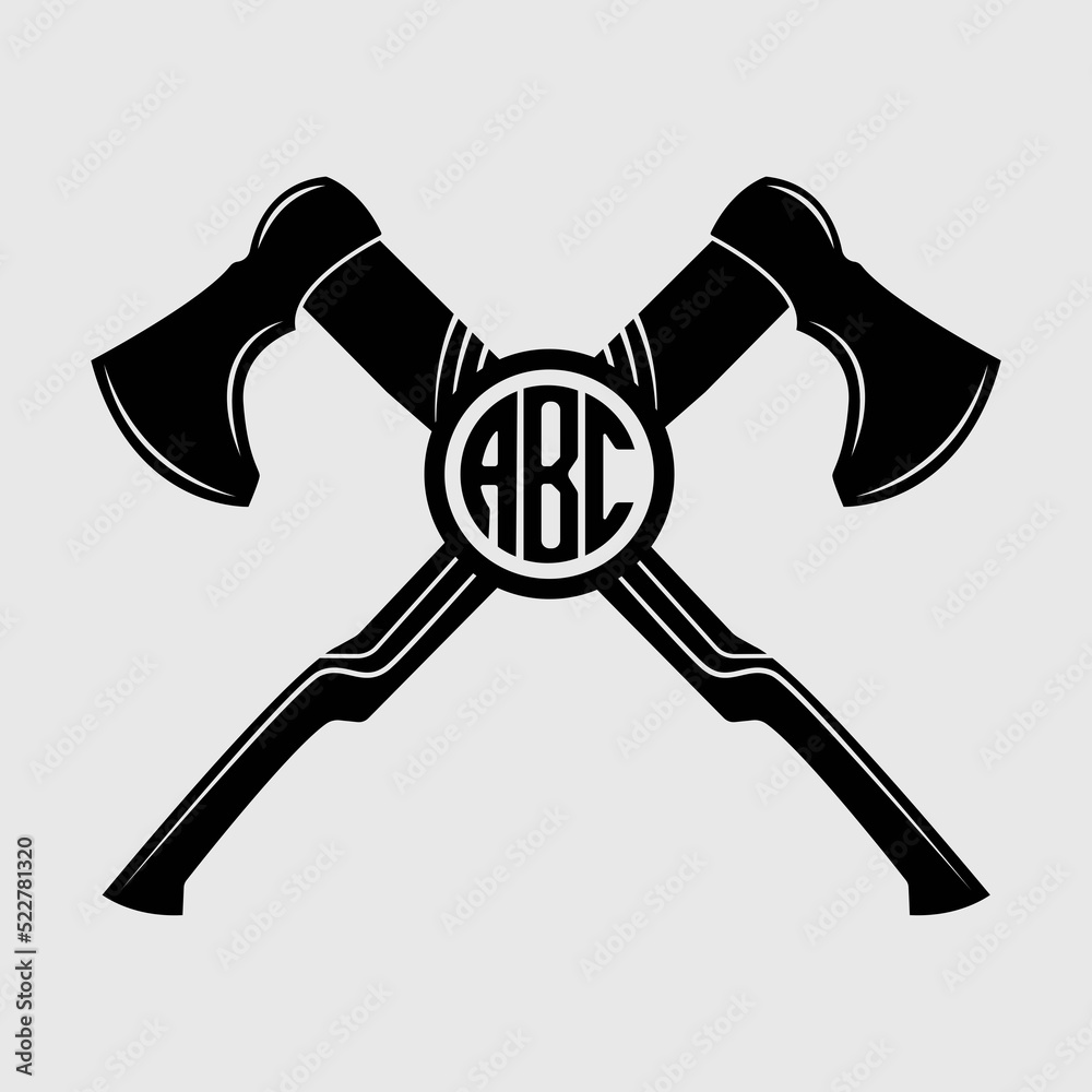 Axe Monogram SVG Cut File, Lumberjack Svg, Cross Axe Svg, Woodcutter ...