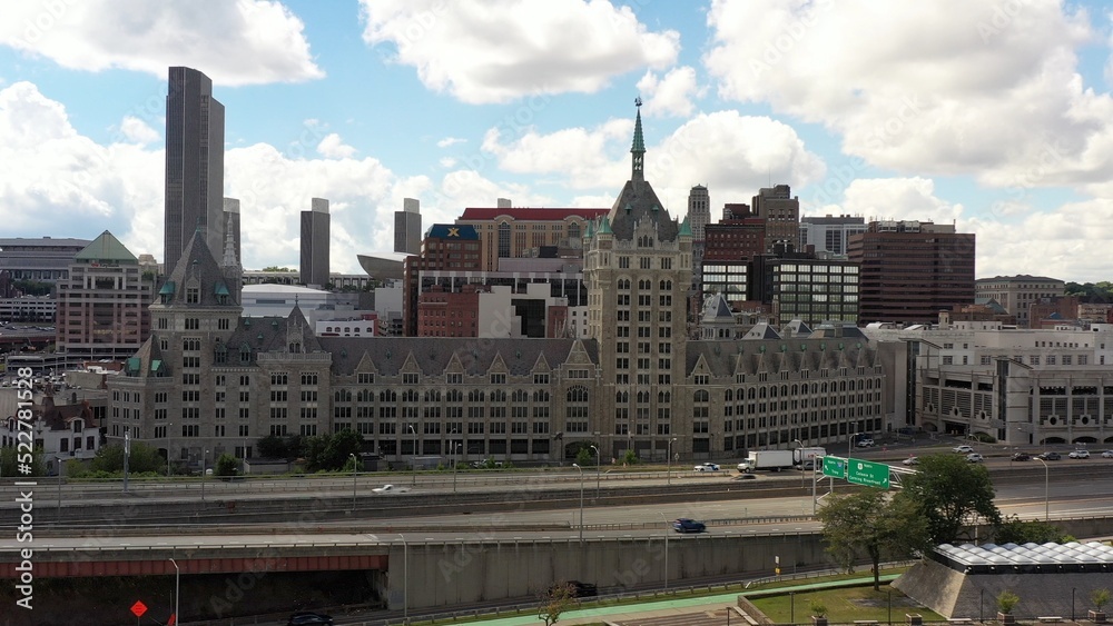 Scenic city skyline Albany New York office buildings neighborhoods ...