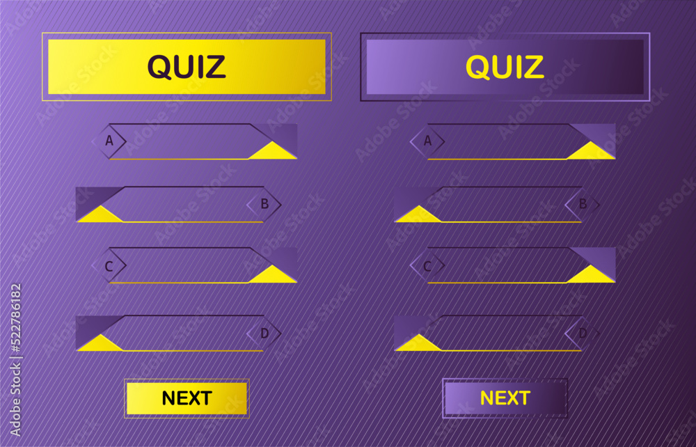 Vector layout of the quiz question with choice of text menu. Gradient ...