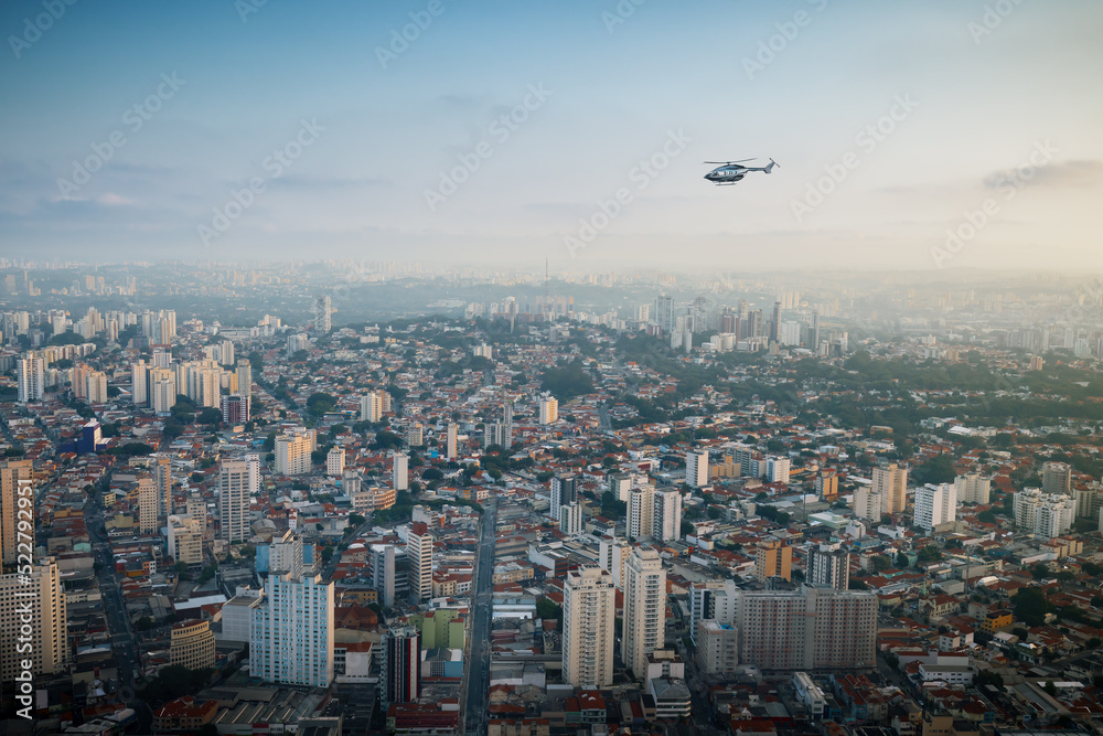 Helicopter Flying over Lapa neighborhood - Sao Paulo, Brazil Stock-Foto ...
