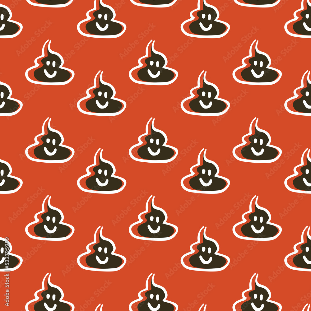 Poop, shit. Crap Poo face. Funny emoji seamless pattern. Emoticon ...