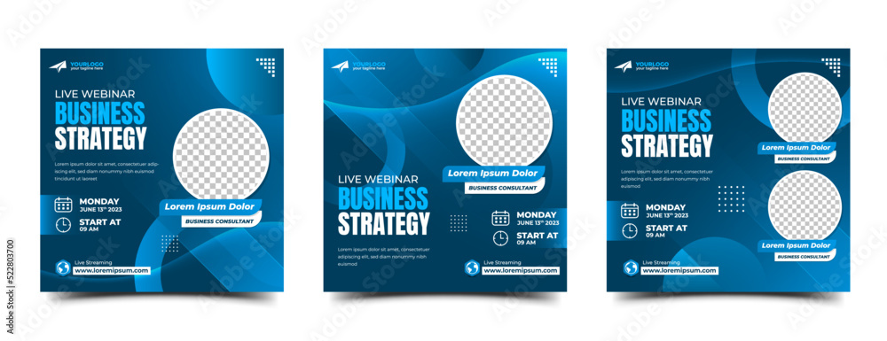 Business webinar square banner template design collection. Usable for ...