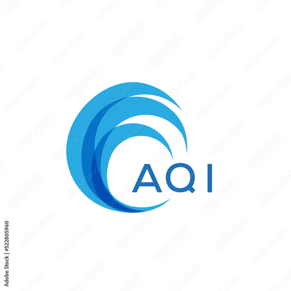 AQI letter logo. AQI blue image on white background. AQI Monogram logo ...