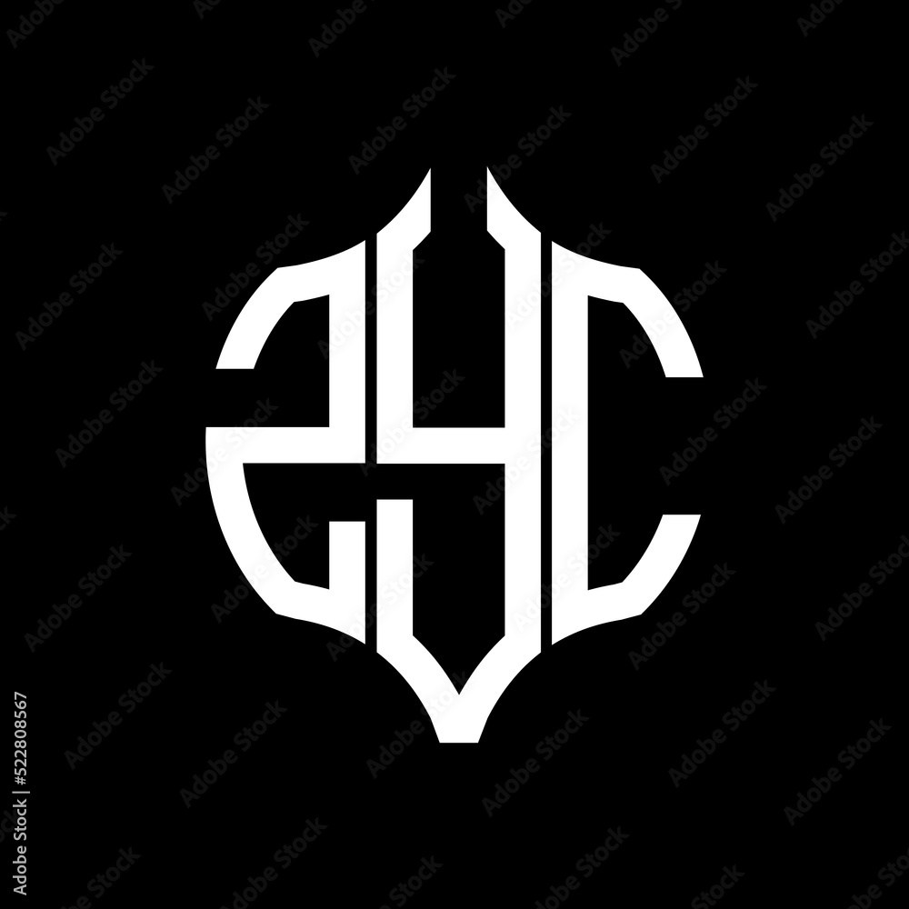 ZYC letter logo. ZYC best black background vector image. ZYC Monogram ...