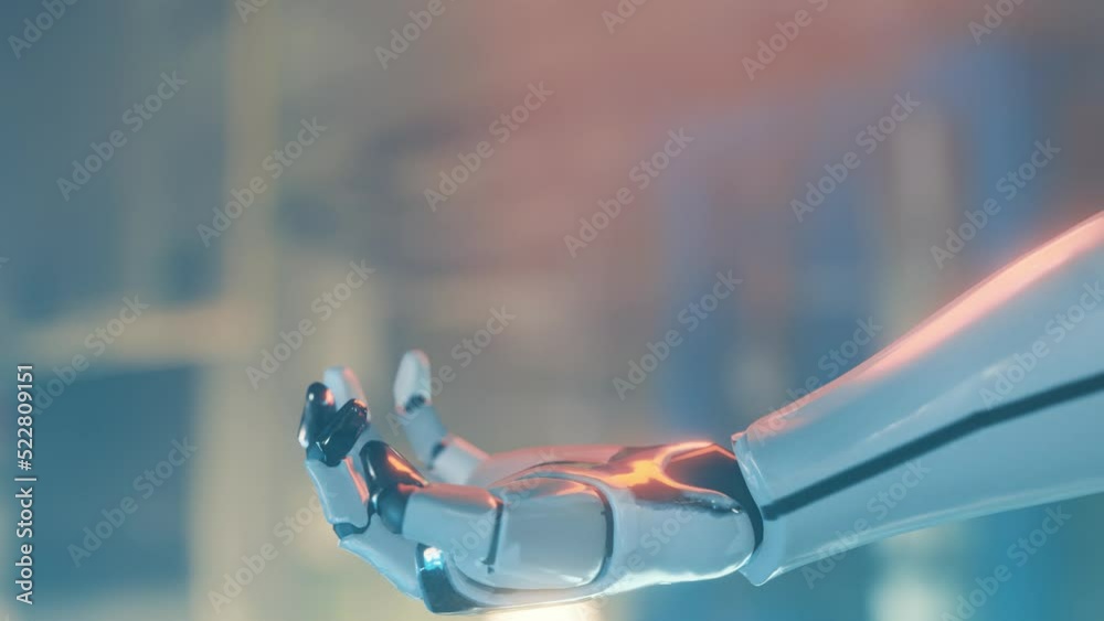 Robot hand, palm opening. Concept of AI (artificial intelligence ...
