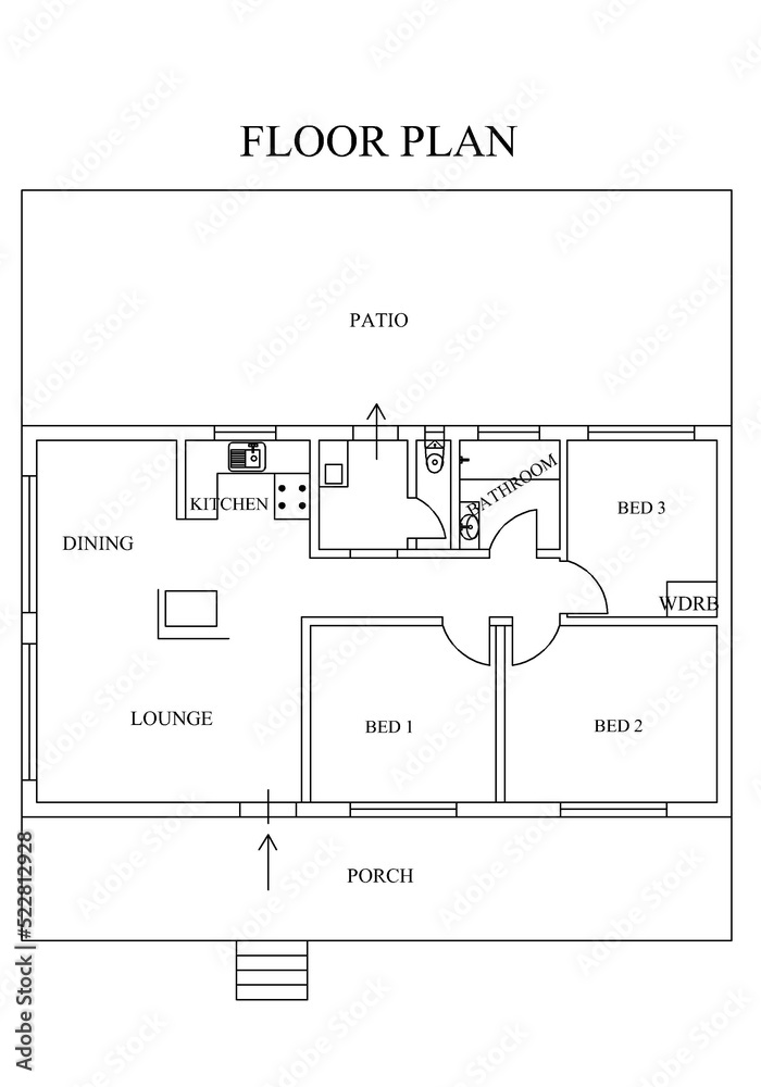 Autocad drawing. Floor plan. Interior. 2d floor plan for real estate ...
