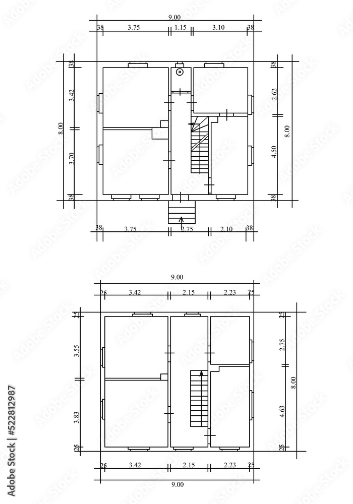 Autocad drawing. Floor plan. Interior. 2d floor plan for real estate ...