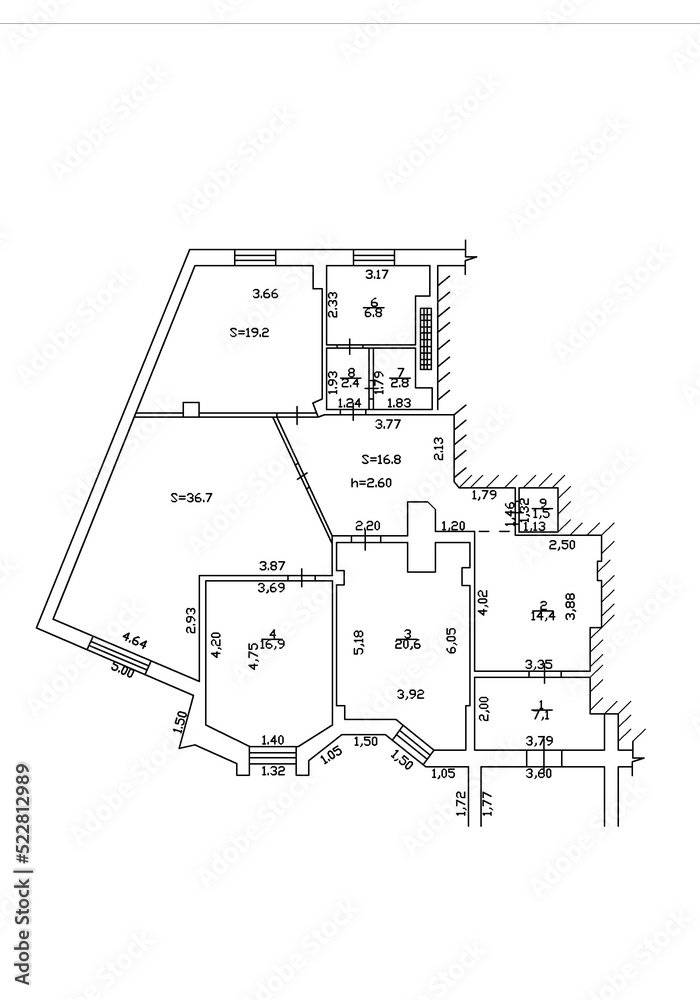 Autocad drawing. Floor plan. Interior. 2d floor plan for real estate ...