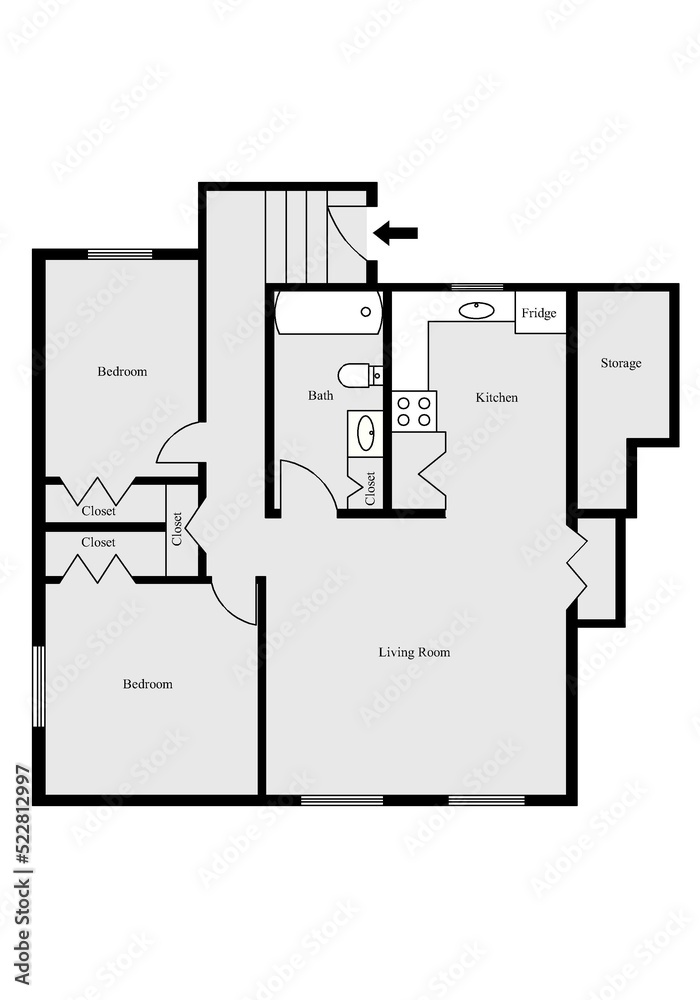 Autocad drawing. Floor plan. Interior. 2d floor plan for real estate. Home plan. 3D design of ...