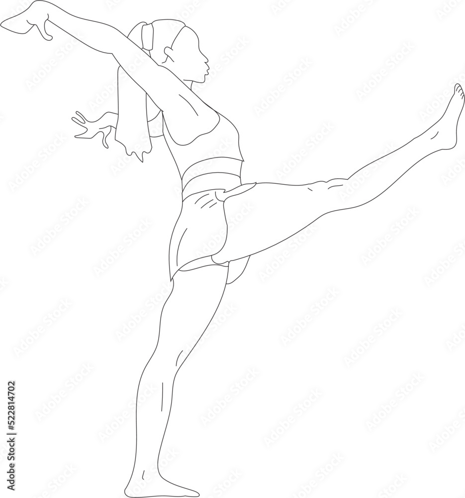 Fitness girl silhouette. Vector human figure. Sport line art cutout ...