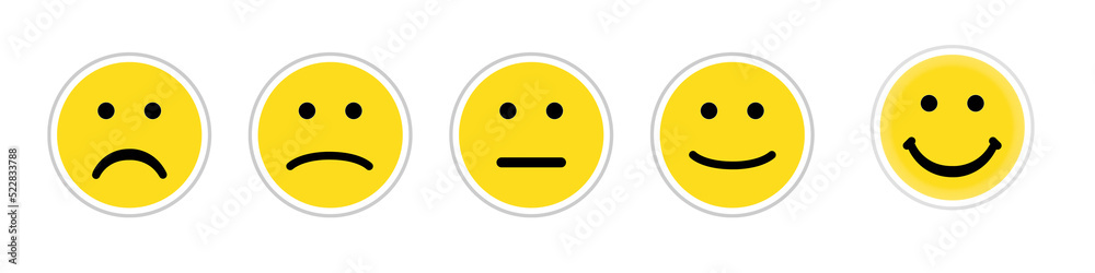 Emoticons set. Emoji faces collection. Emojis flat style. Happy and sad ...