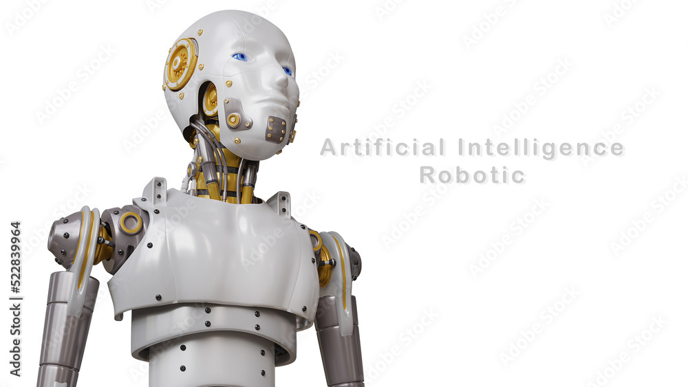 Robotic illustration on white background, 3D Rendering Stock ...