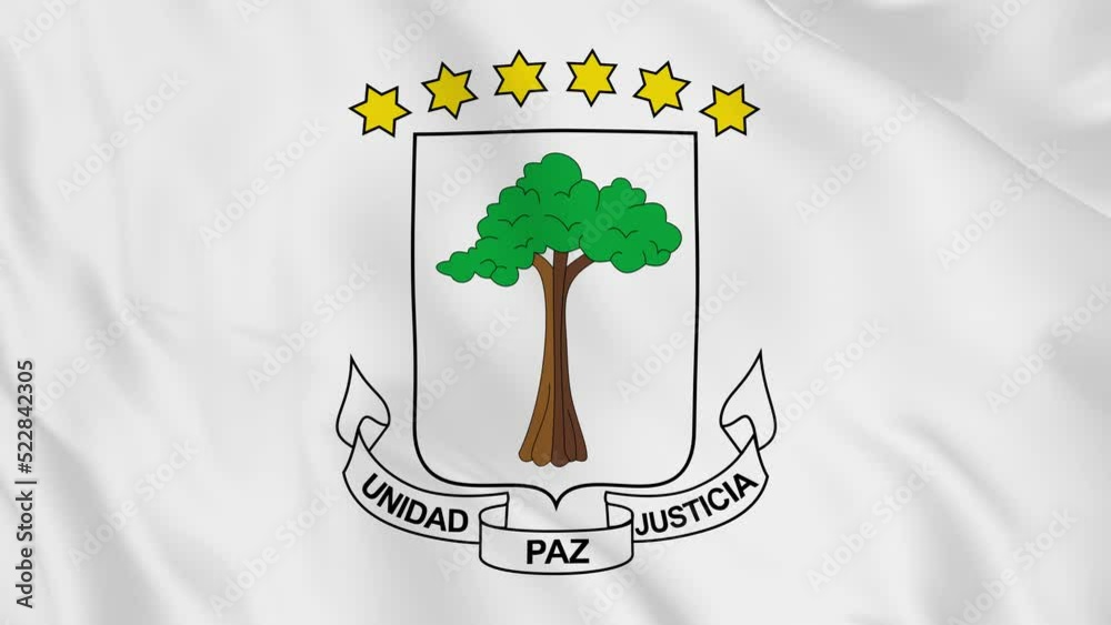 national emblem coat of arms or symbol of Equatorial in waving flag ...