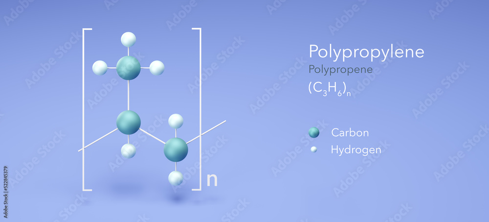 polypropylene, Polypropene, polymer, molecular structures, 3d rendering ...