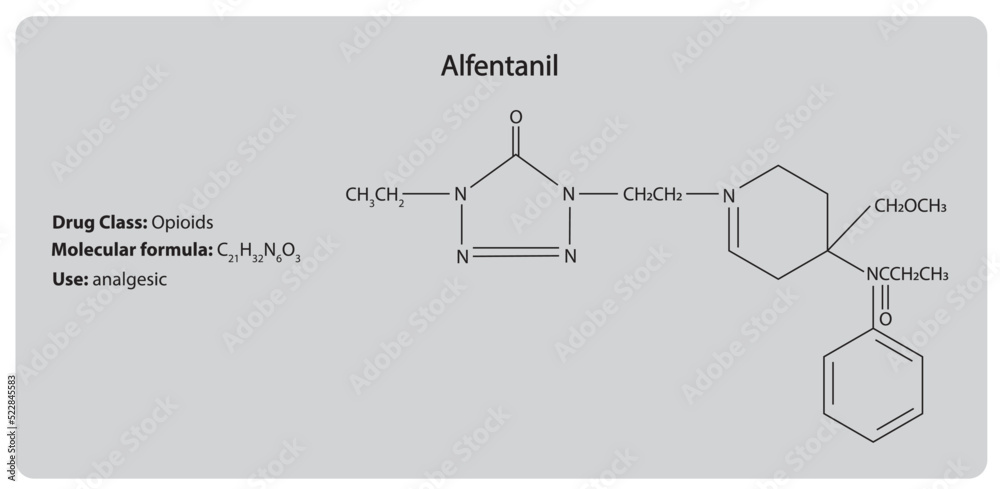 Alfentanil (opioid) . Chemical Structure. Drug class, molecular formula ... Alfentanil (opioid) . Chemical Structure. Drug class, molecular formula ...