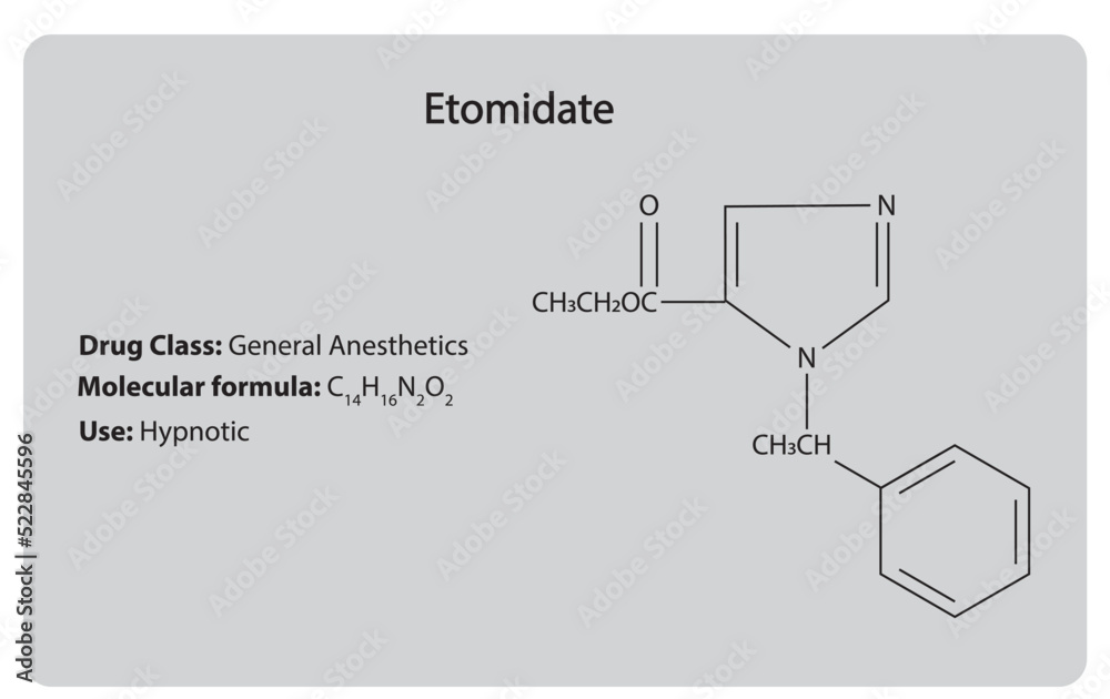 Etomidate (hypnotic) . Chemical Structure. Drug class, molecular ...