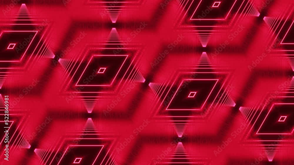 Bright symmetrical pattern with neon glowing lines. Modern vj loop party background. Abstract ...