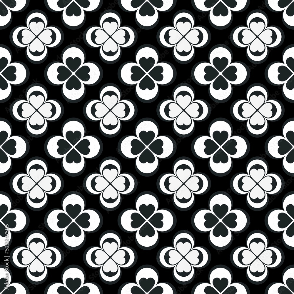 Simple regular graphic design with abstract shapes...Black and white ...