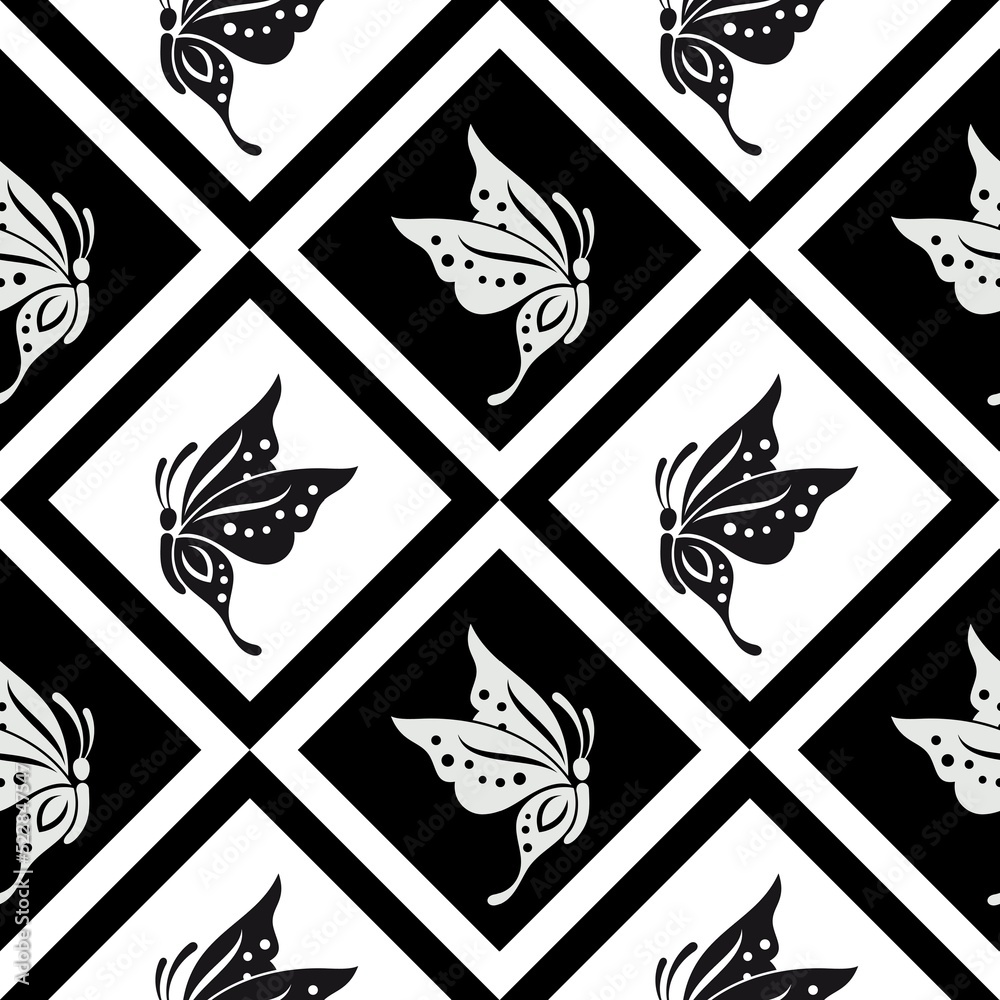 Simple regular graphic design with abstract shapes...Black and white ...