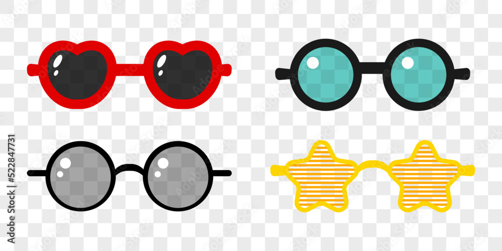 Cartoon sunglasses with clear lenses. Vector illustration isolated on ...