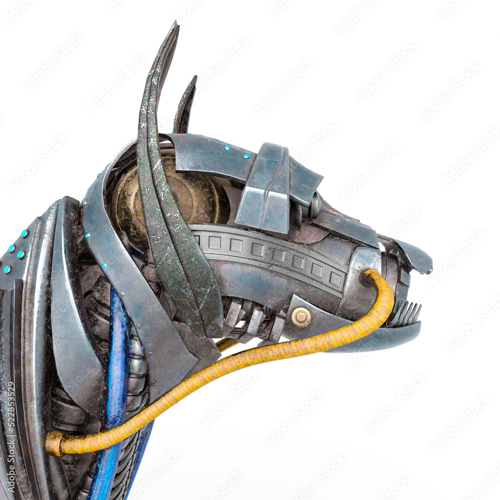 vintage cyber dog id profile picture in white background side view ...