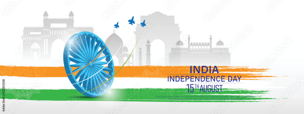 15 th August Indian Independence Day banner design with balloon and ...
