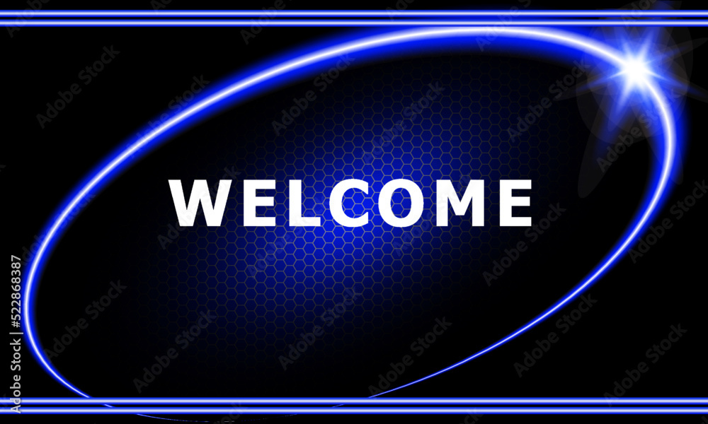 luxury and realistic elegant welcome blue background, with metal ...