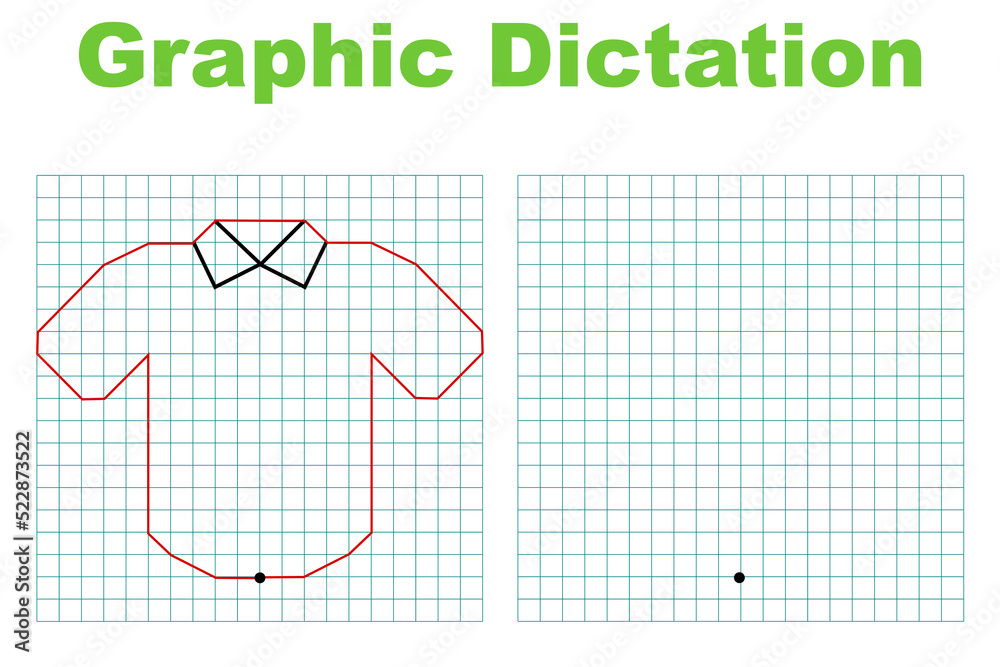 graphic dictation. worksheet for kindergarten. educational game for ...