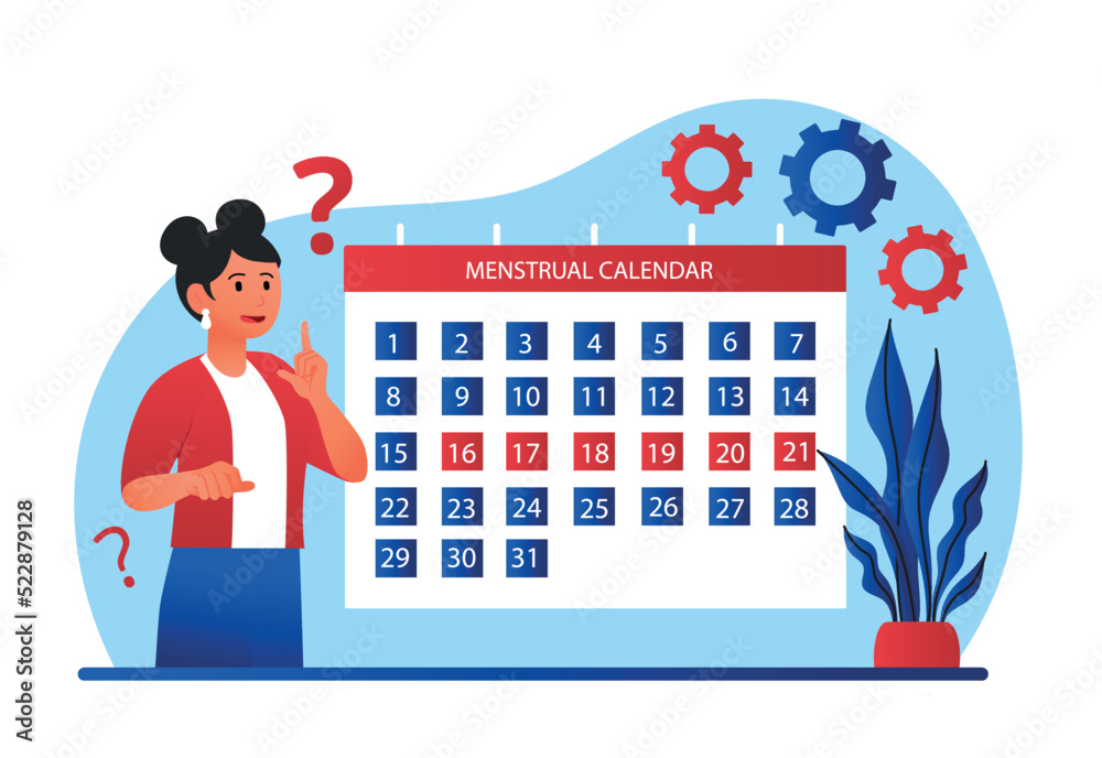 Woman with menstrual calendar. Gynecology and ovulation. Young girl ...