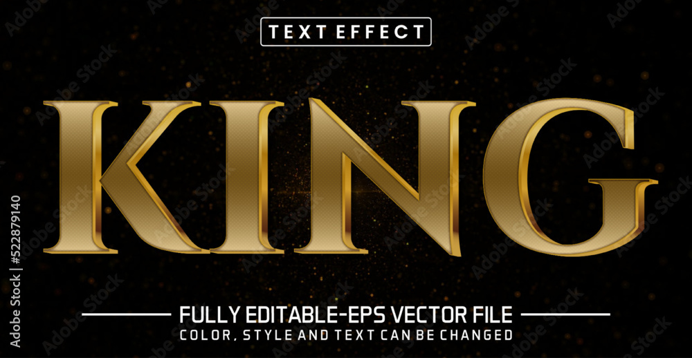 King Editable text effect - King text style theme. Stock Vector | Adobe ...