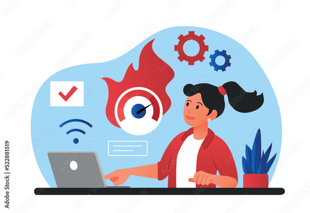 Girl Computer Testing Clip Art