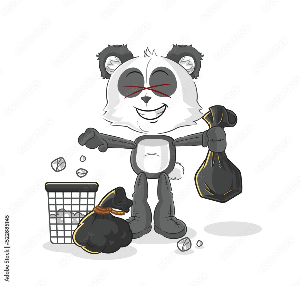 panda Throw garbage mascot. cartoon vector Stock Vector | Adobe Stock