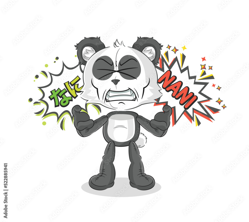 panda anime angry vector. cartoon character Stock Vector | Adobe Stock