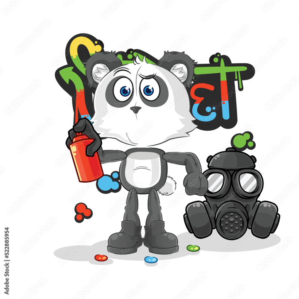 panda graffiti artist vector. cartoon character Stock Vector | Adobe Stock