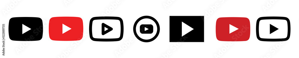 YouTube logos printed on paper Social media icons. Set of popular logos ...