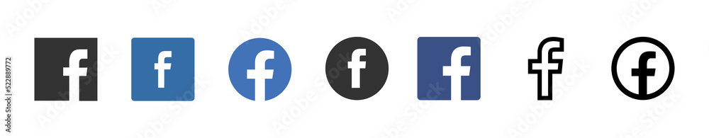 Facebook logos printed on paper Social media icons. Set of popular ...
