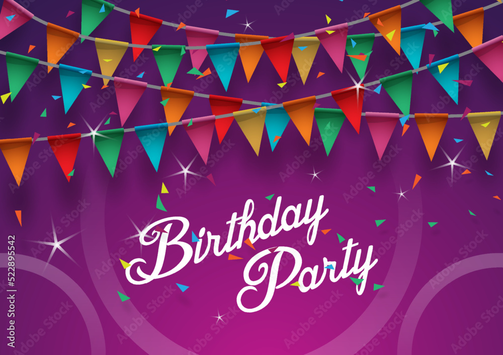 Birthday greeting card. Happy birthday, banner. Colorful confetti and ...