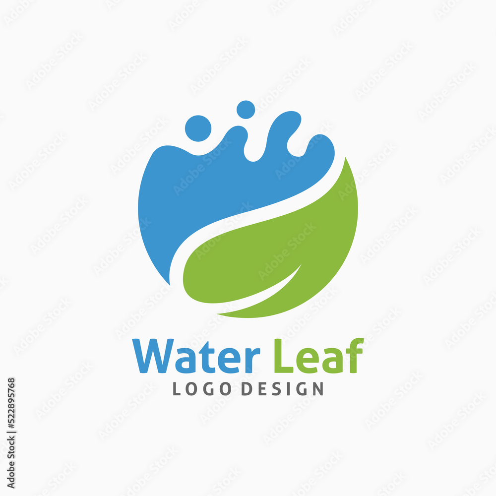 Water leaf logo design Stock Vector | Adobe Stock