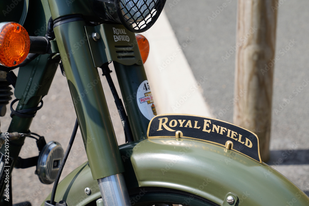 Royal Enfield motorcycle bullet 535 motorbike sign logo and text brand ...