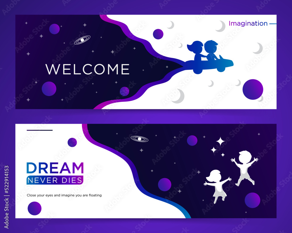 outer space kids banner illustration - welcome banner Stock Vector ...