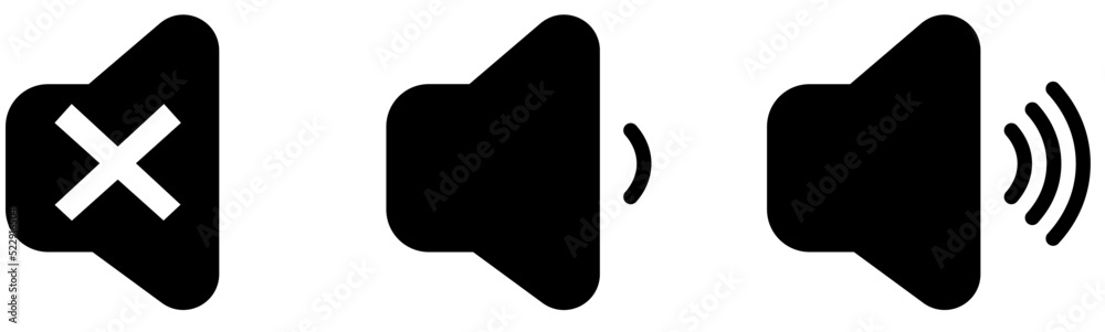 Set of volume icons Volume button. Set of icons of different volume ...