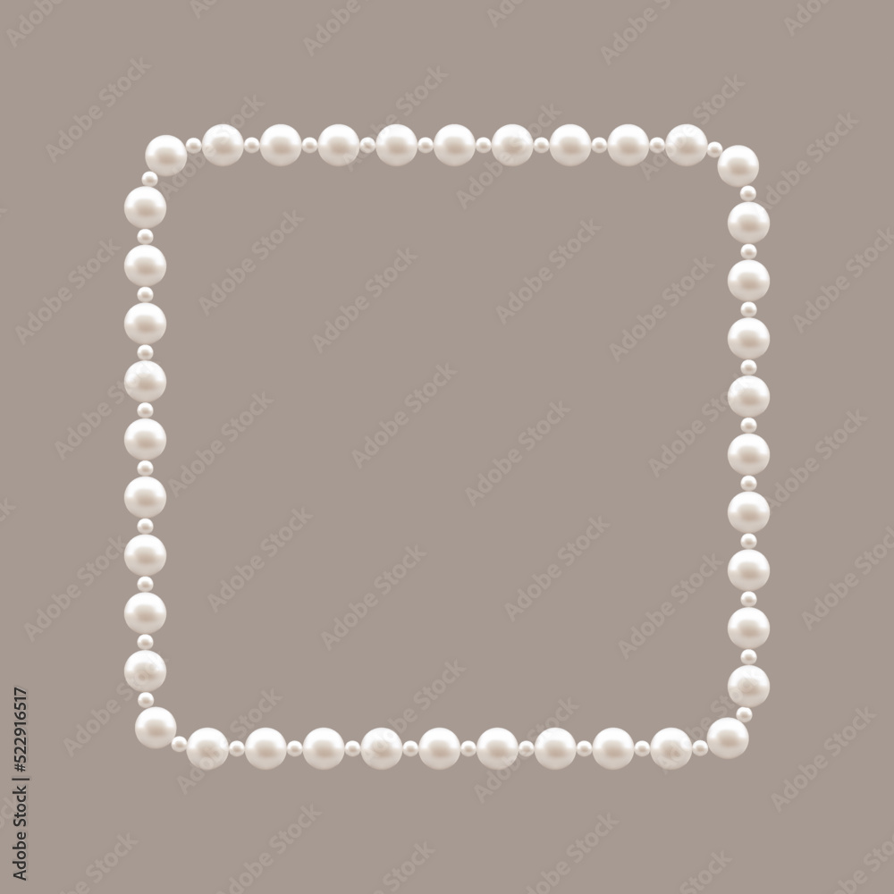 Pearl Square Photo Frame. Isolated Elegant Frame for Wedding ...