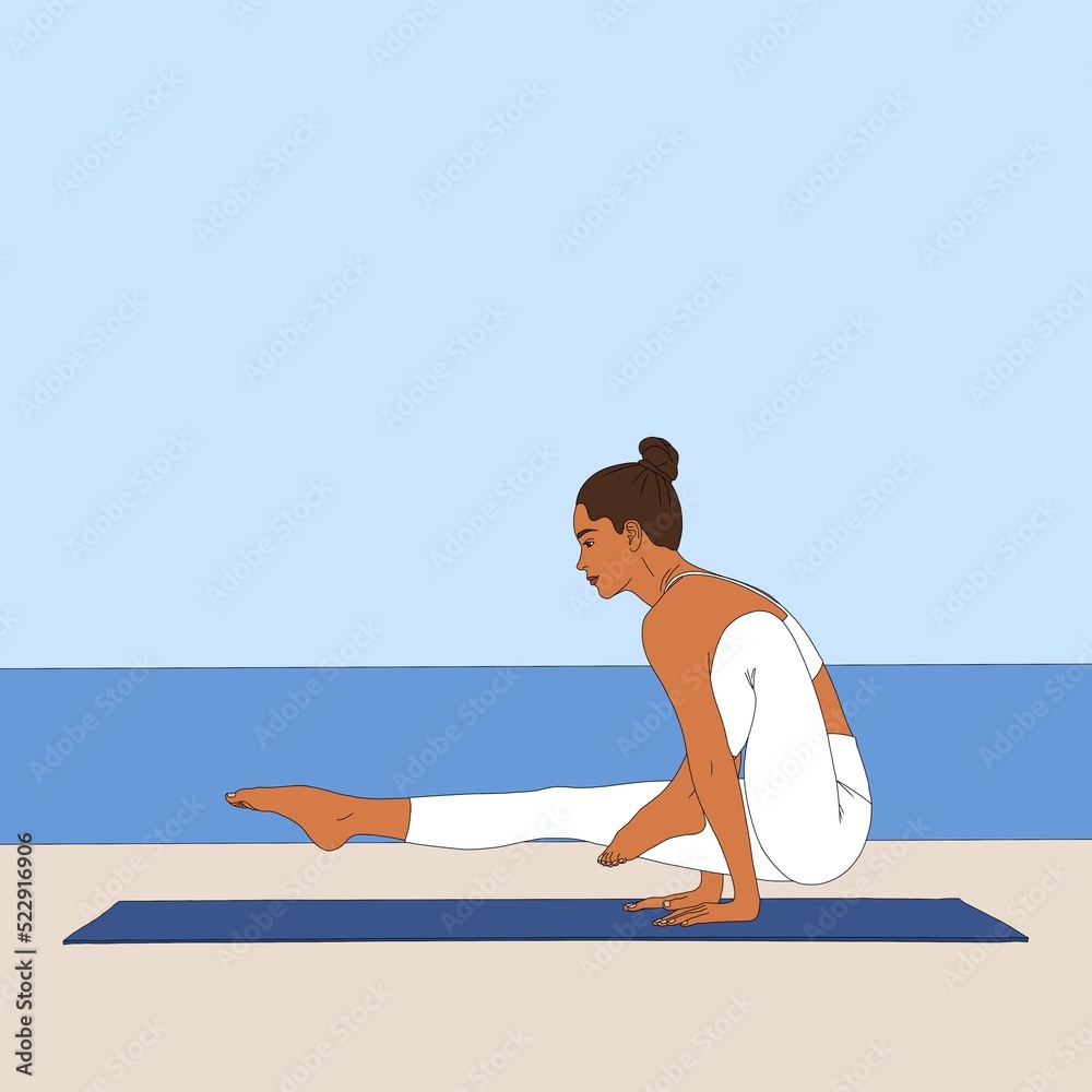 Elephant’s Trunk Pose / Eka Hasta Bhujasana. Stretching flexible woman ...