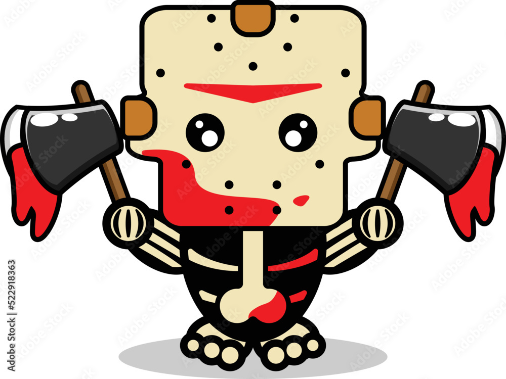 cute jason voorhees bone mascot character cartoon vector illustration ...