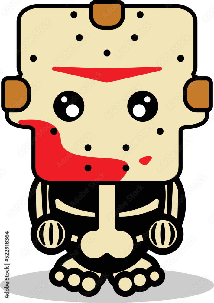 cute jason voorhees bone mascot character cartoon vector illustration ...