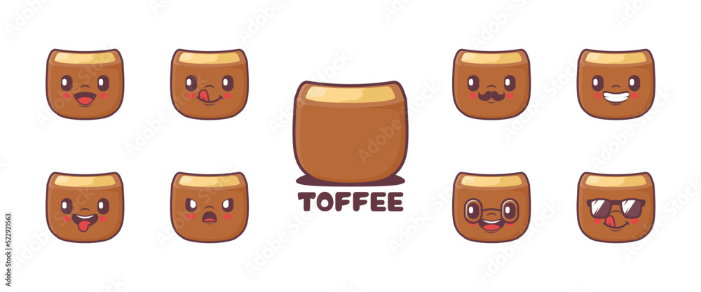 Toffee cartoon. food vector illustration. icon, emoticons, cartoons ...