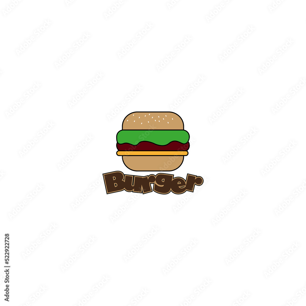 hamburger vector illustration and burger writing for icon, symbol or ...