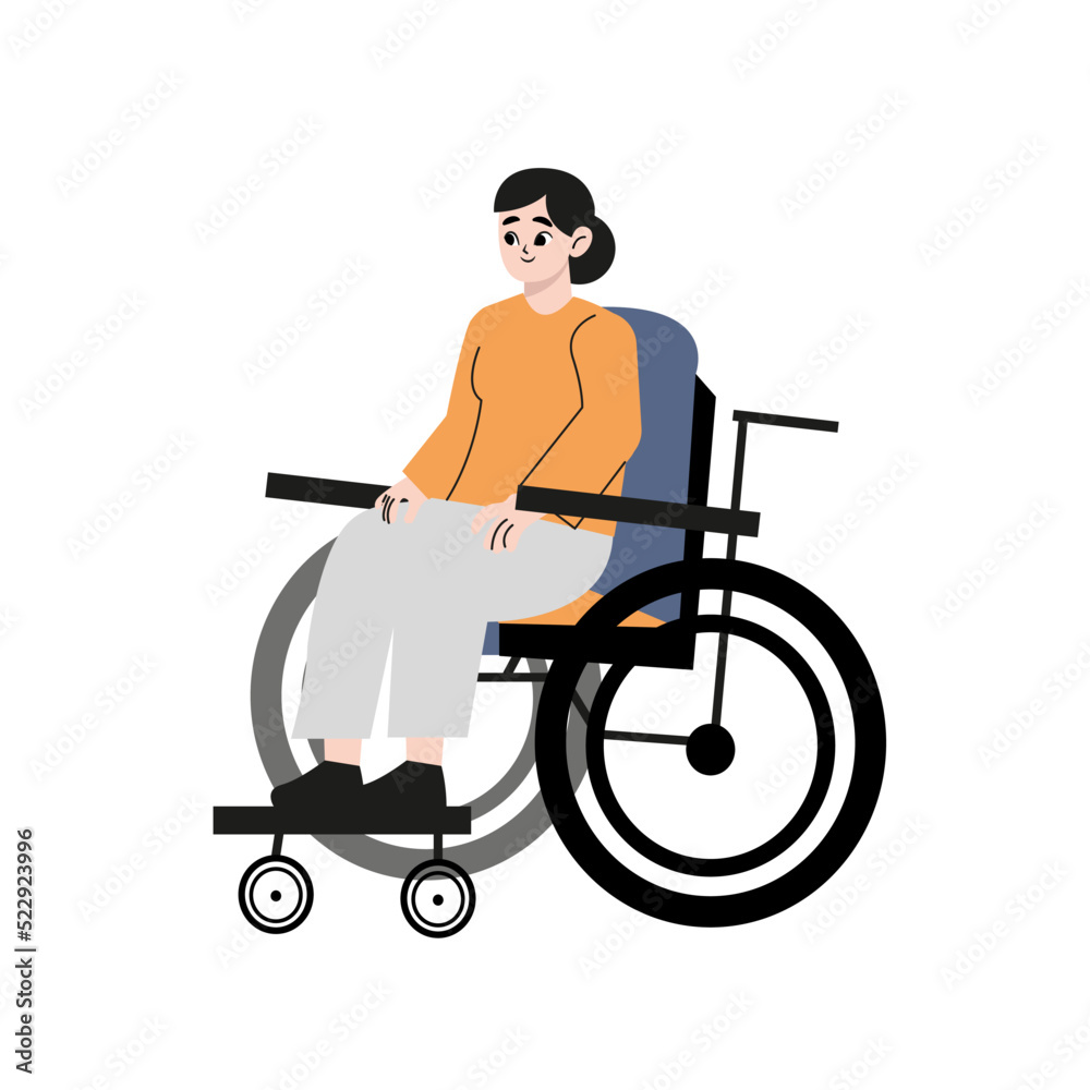 Pretty smiling disabled young woman sitting on wheelchair isolated on ...