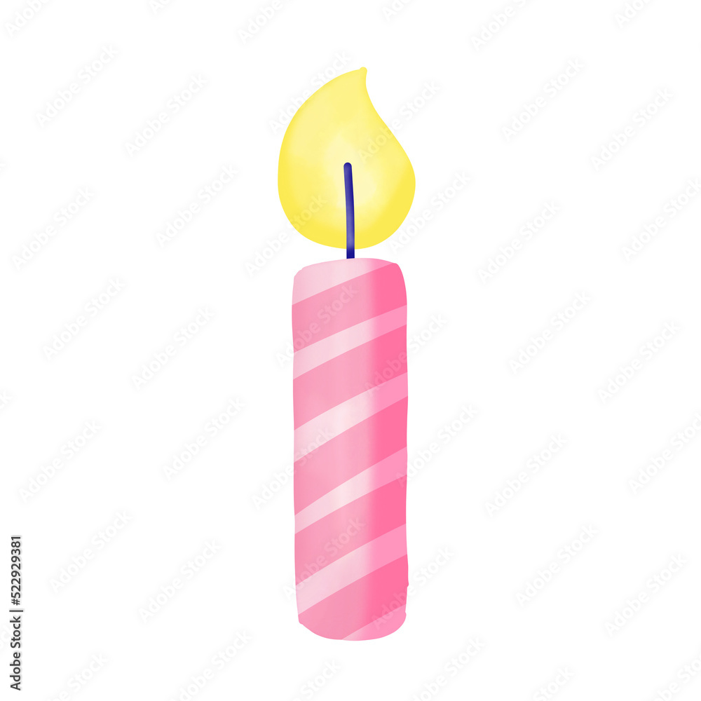 Happy Birthday candle watercolor Clipart. Stock Illustration | Adobe Stock