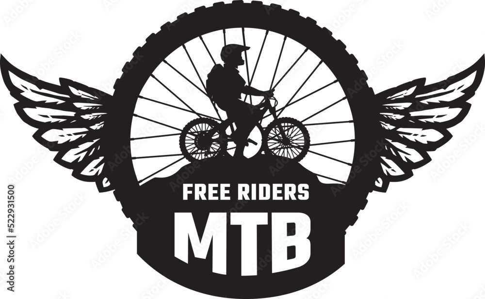 Mountain biker. A free rider. MTB logo, emblem. Vector illustration ...